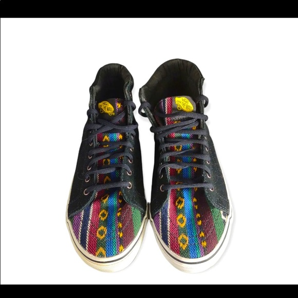 Vans | Shoes | Vans Unisex Black Aztec Print High Top Skater Shoes M 7 ...